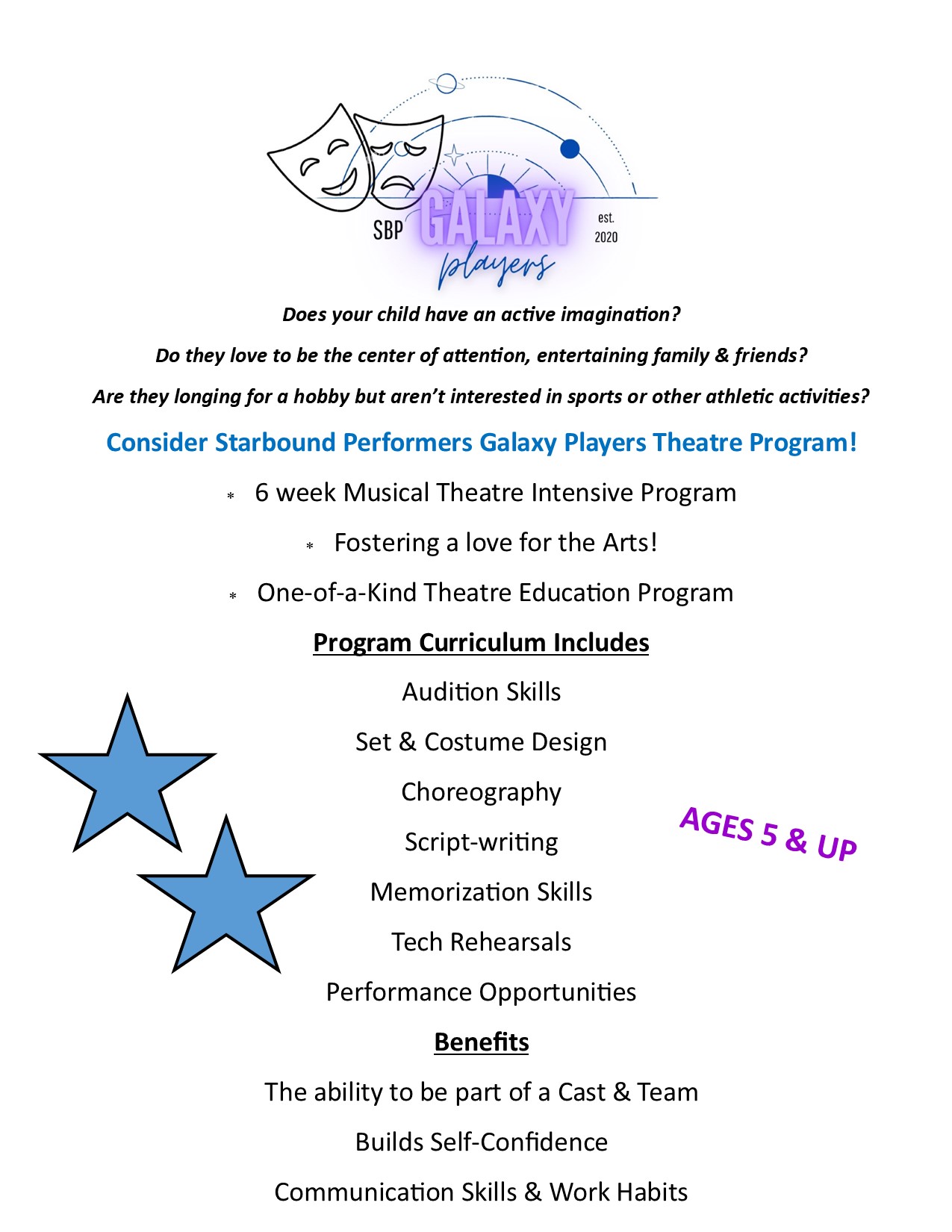 Starbound Performers - Galaxy Players Theatre Program