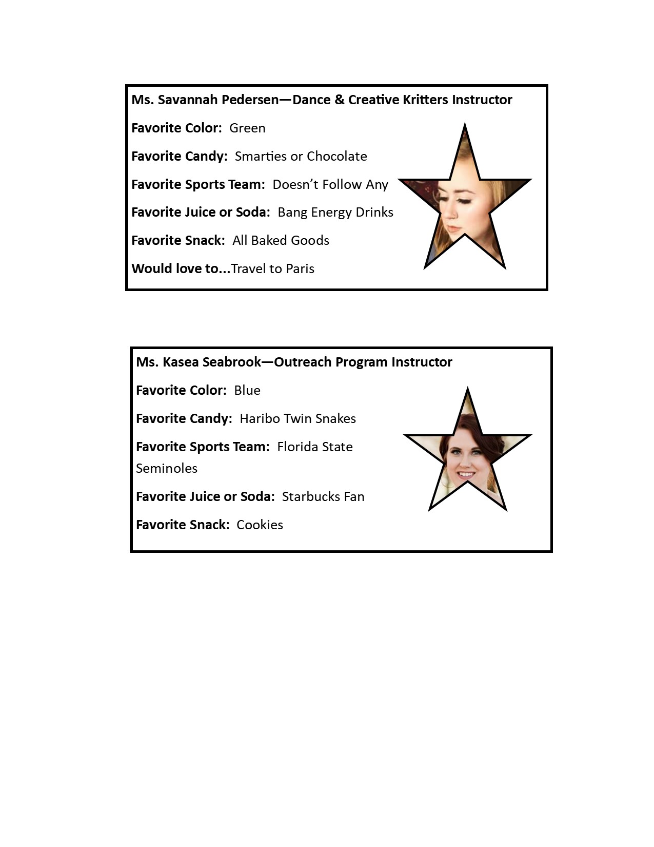 Starbound Performers - Coaches and Instructors